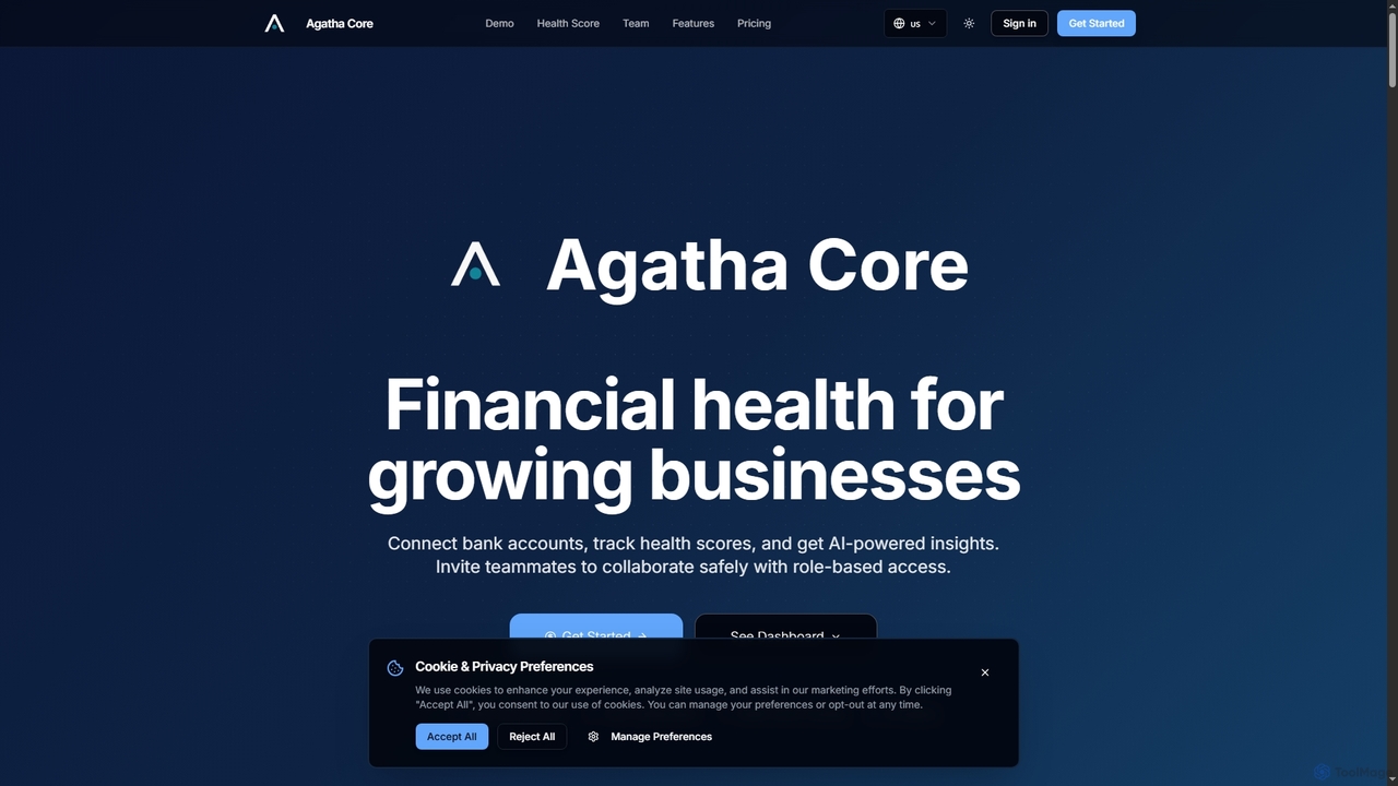 Agatha Core: AI Financial Management & Business Health Insights - ToolMage