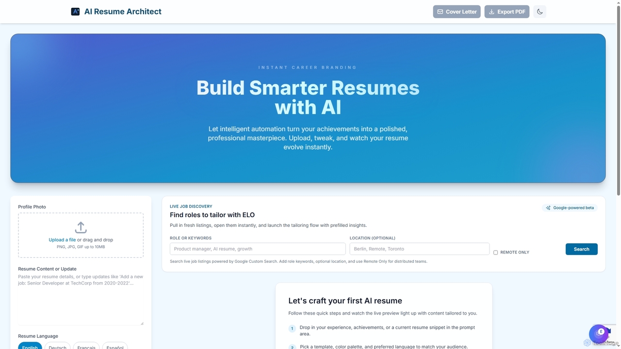 AI Resume Architect: Free AI-Powered Resume Builder & Job Tailoring ...