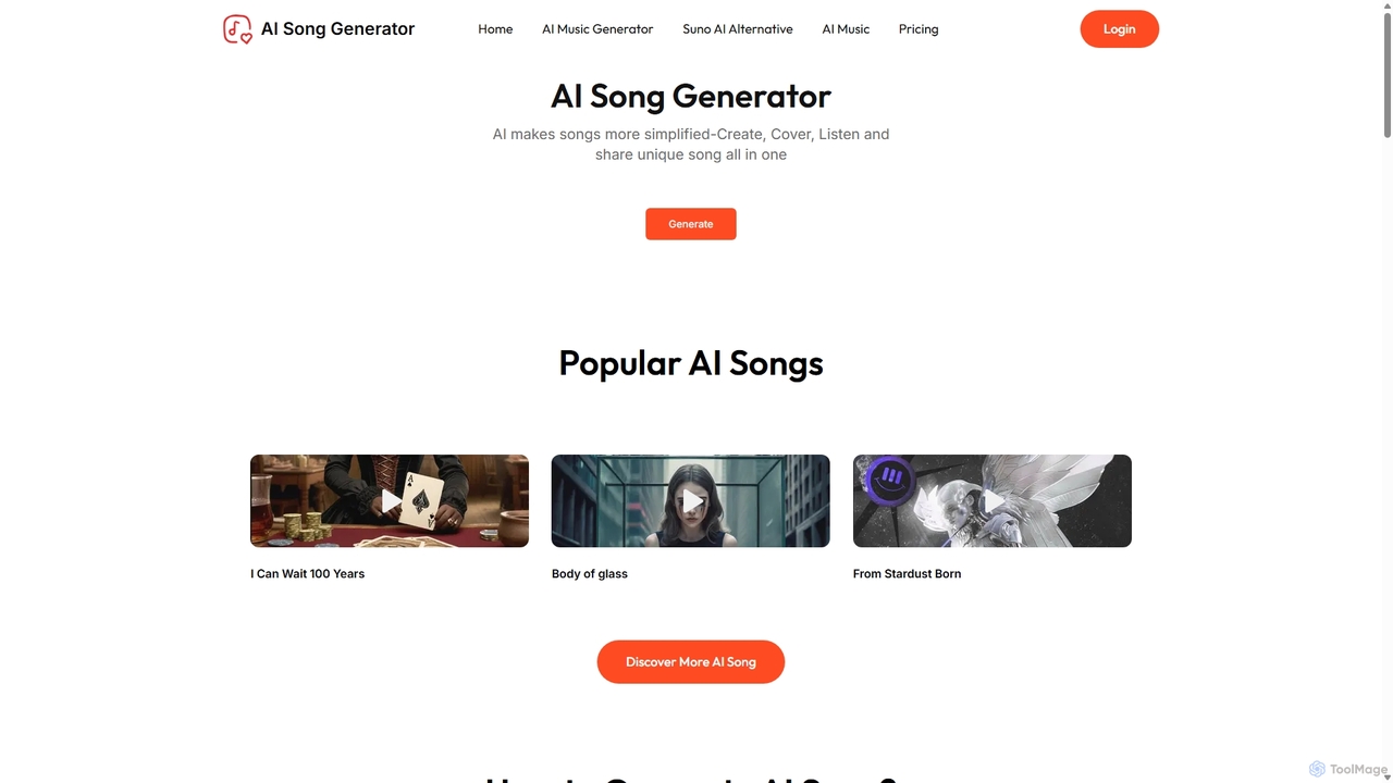 AI Song Generator | AI로 로열티 없는 음악 만들기 - ToolMage