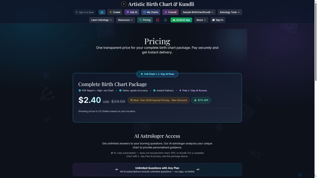 Artistic Birth Chart: AI-Powered Astrology & Custom Art - ToolMage