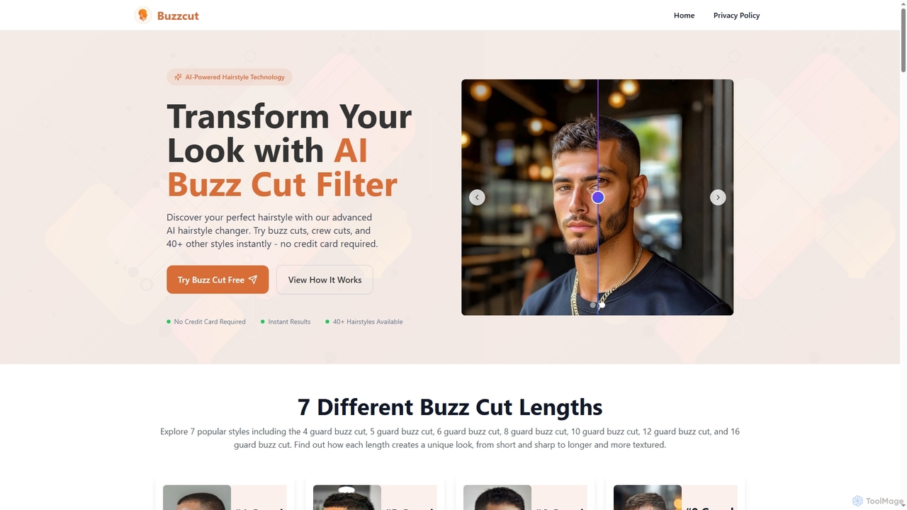 Buzz Cut AI: Free Virtual Hairstyle Changer & Filter Online - ToolMage
