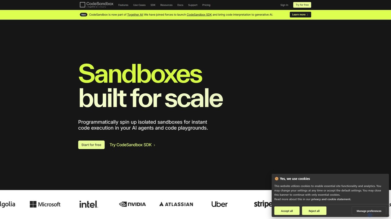 CodeSandbox: AI 및 웹을 위한 즉각적인 클라우드 개발 환경 - ToolMage