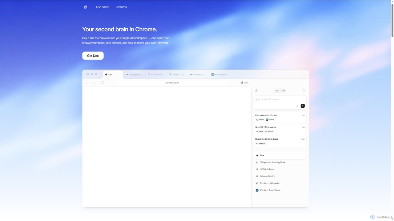 Dex：您的 AI 第二大脑 Chrome 扩展，提升生产力 - ToolMage