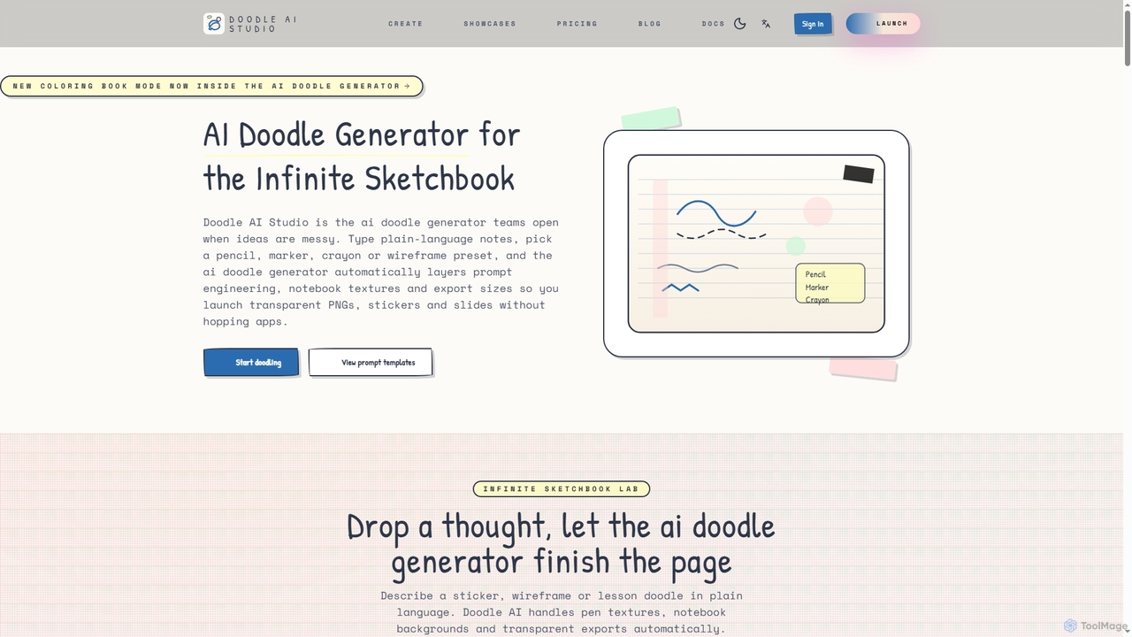 Doodle AI: AI Doodle Generator & Infinite Sketchbook for Teams - ToolMage
