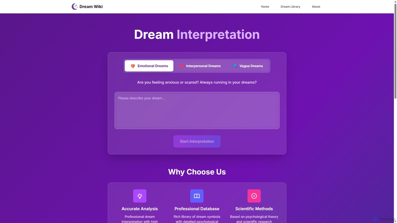 Free AI Dream Interpretation & Analysis | Dream Wiki - ToolMage