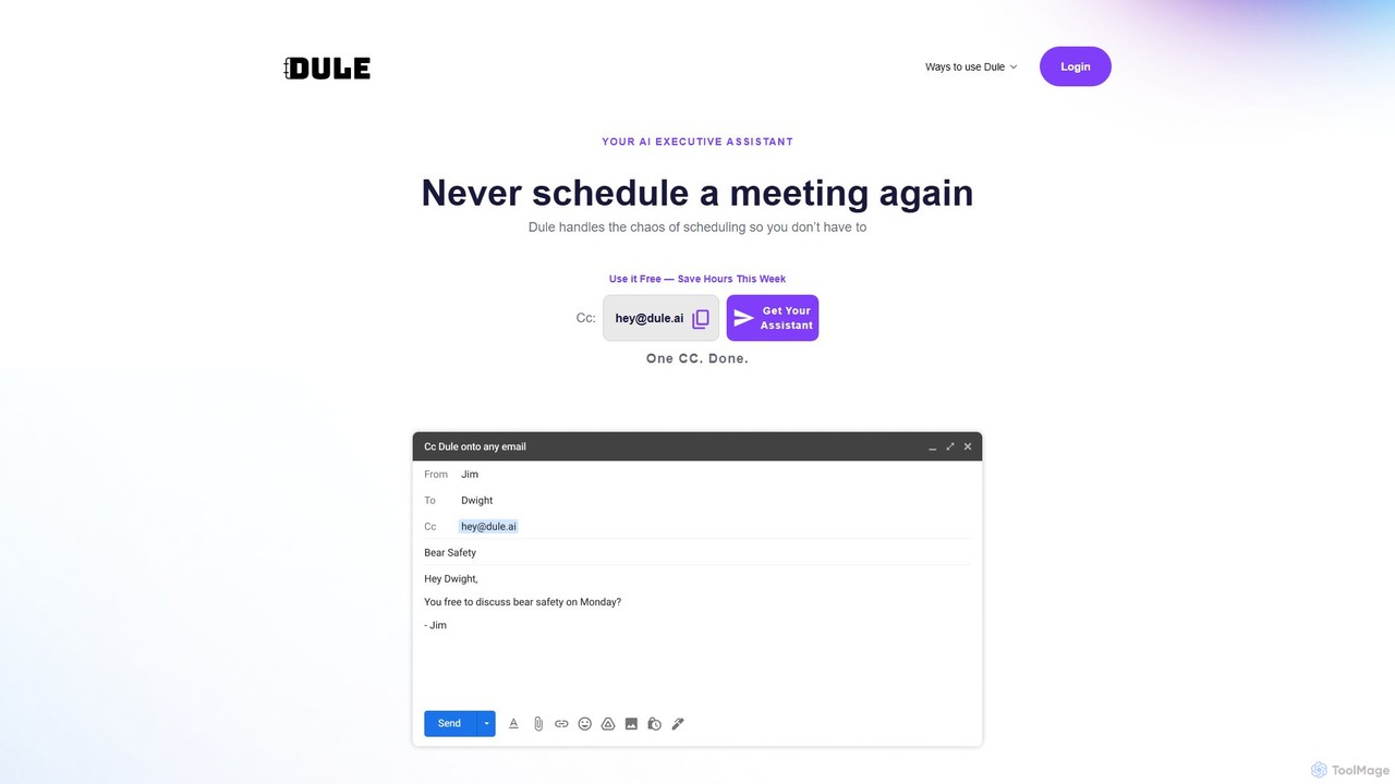 Dule | AI Email Scheduling Assistant for Seamless Meetings - ToolMage