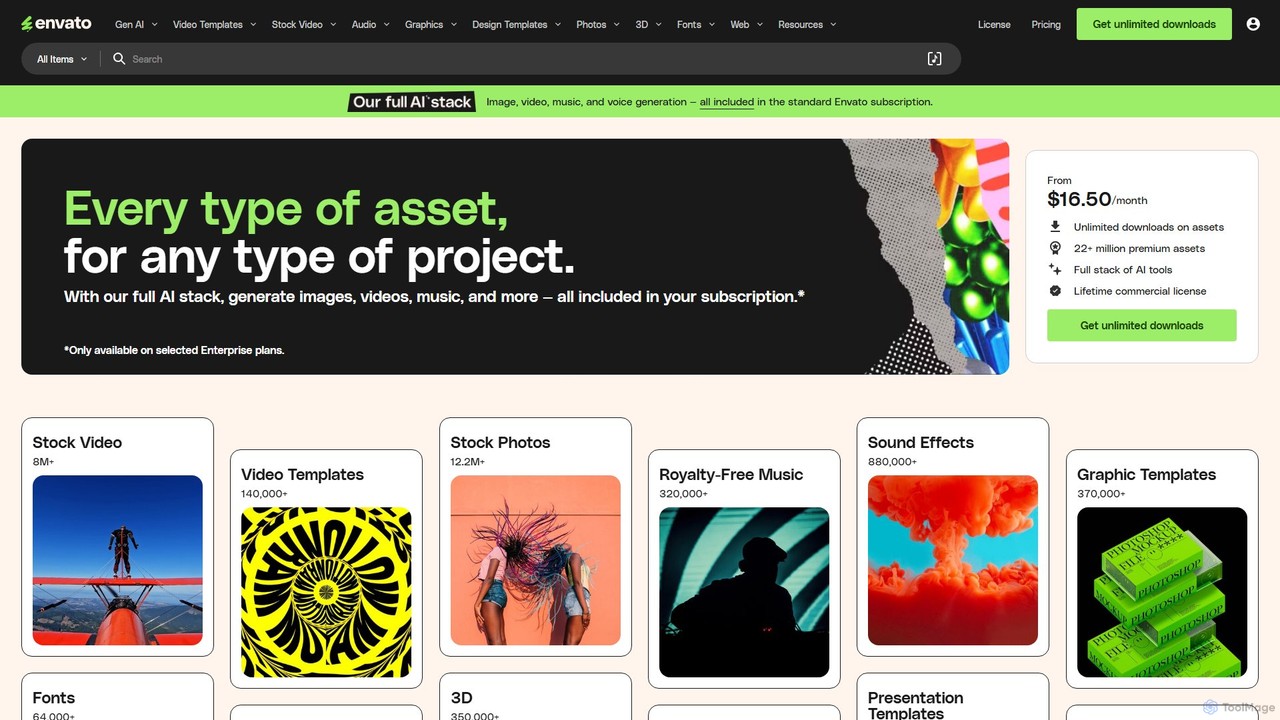Envato Elements: Unlimited Creative Assets & AI Generator Suite - ToolMage