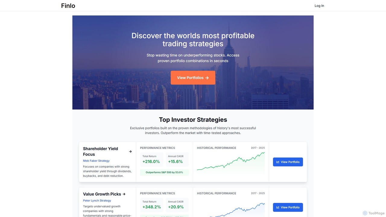 finlo: AI-Powered Stock Portfolios & Investment Strategies - ToolMage