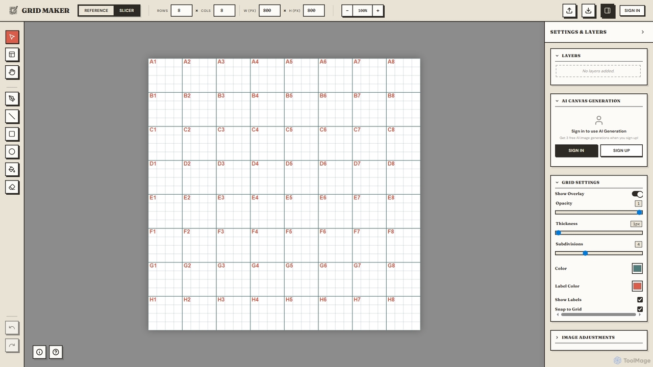 Grid Maker: AI Grid Paper, Image Slicer & Design Tool - ToolMage