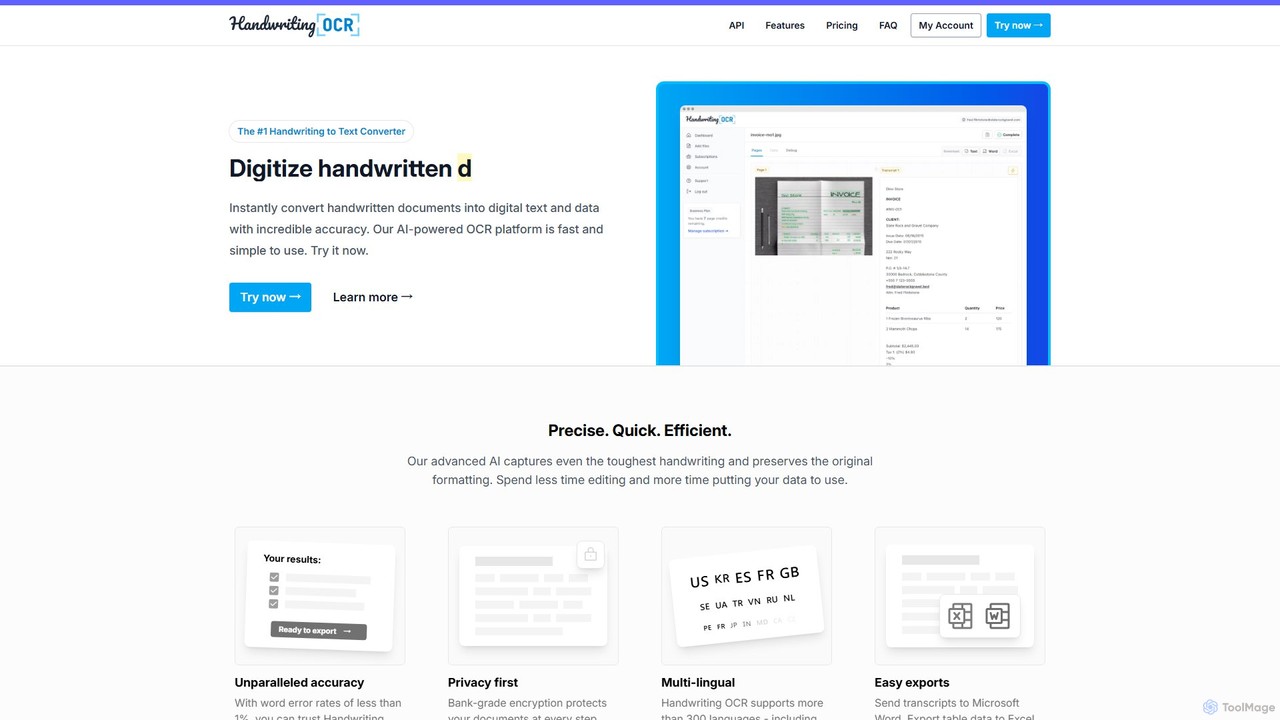 Handwriting OCR: AI-Powered Handwriting to Text Converter - ToolMage