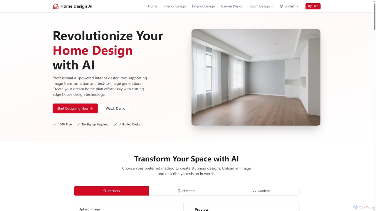 Free AI Home Design Online: Interior, Exterior & Garden Planning - ToolMage