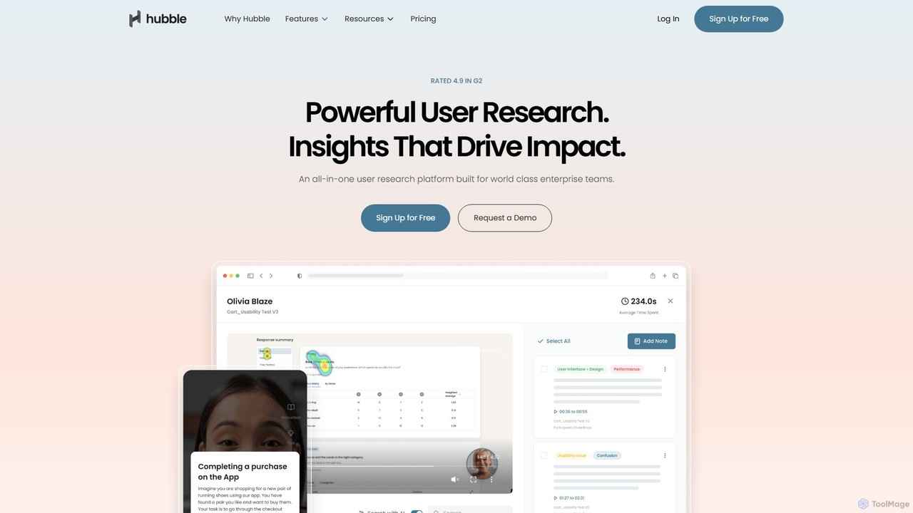 Hubble | AI-Powered User Research Platform for Rapid Insights - ToolMage
