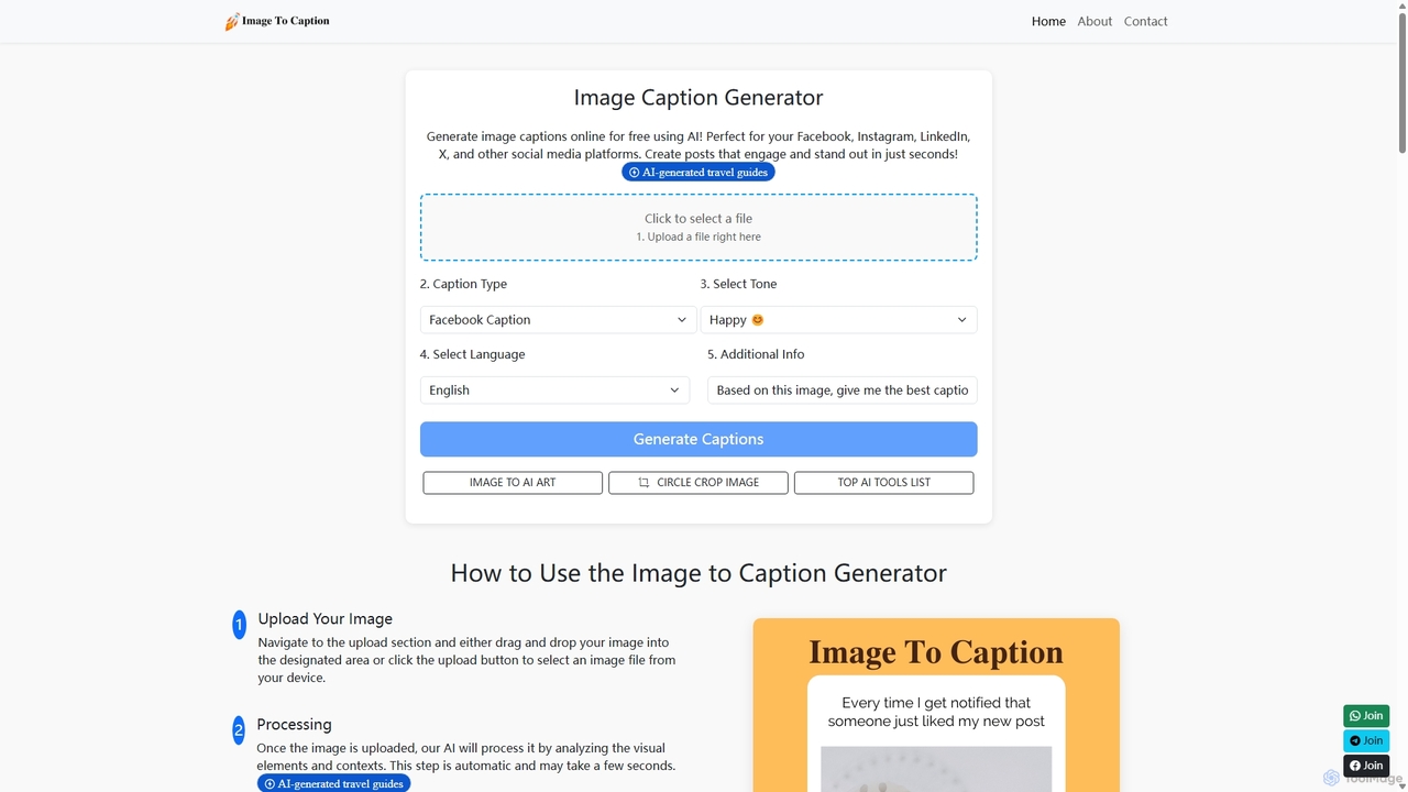 AI Image Caption Generator | Free & Instant Captions for Social Media ...