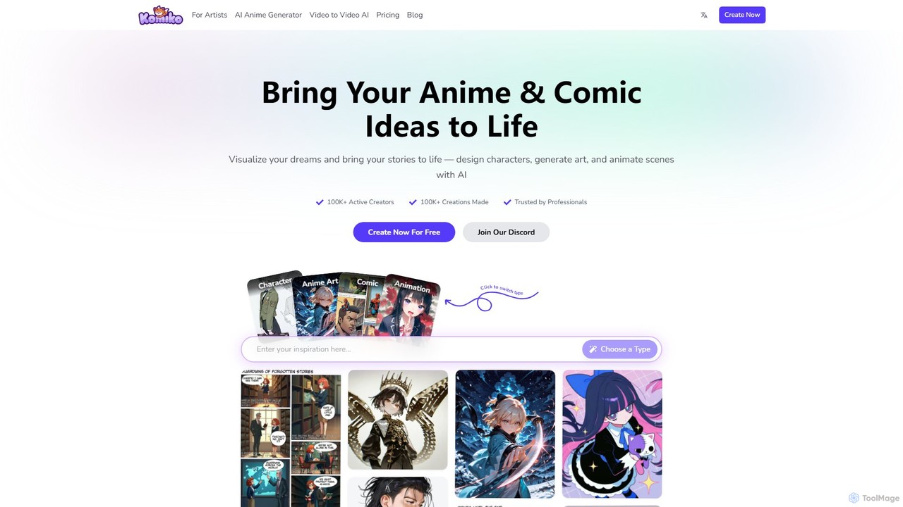 Komiko: Generador de Anime, Cómics y Manga con IA - ToolMage