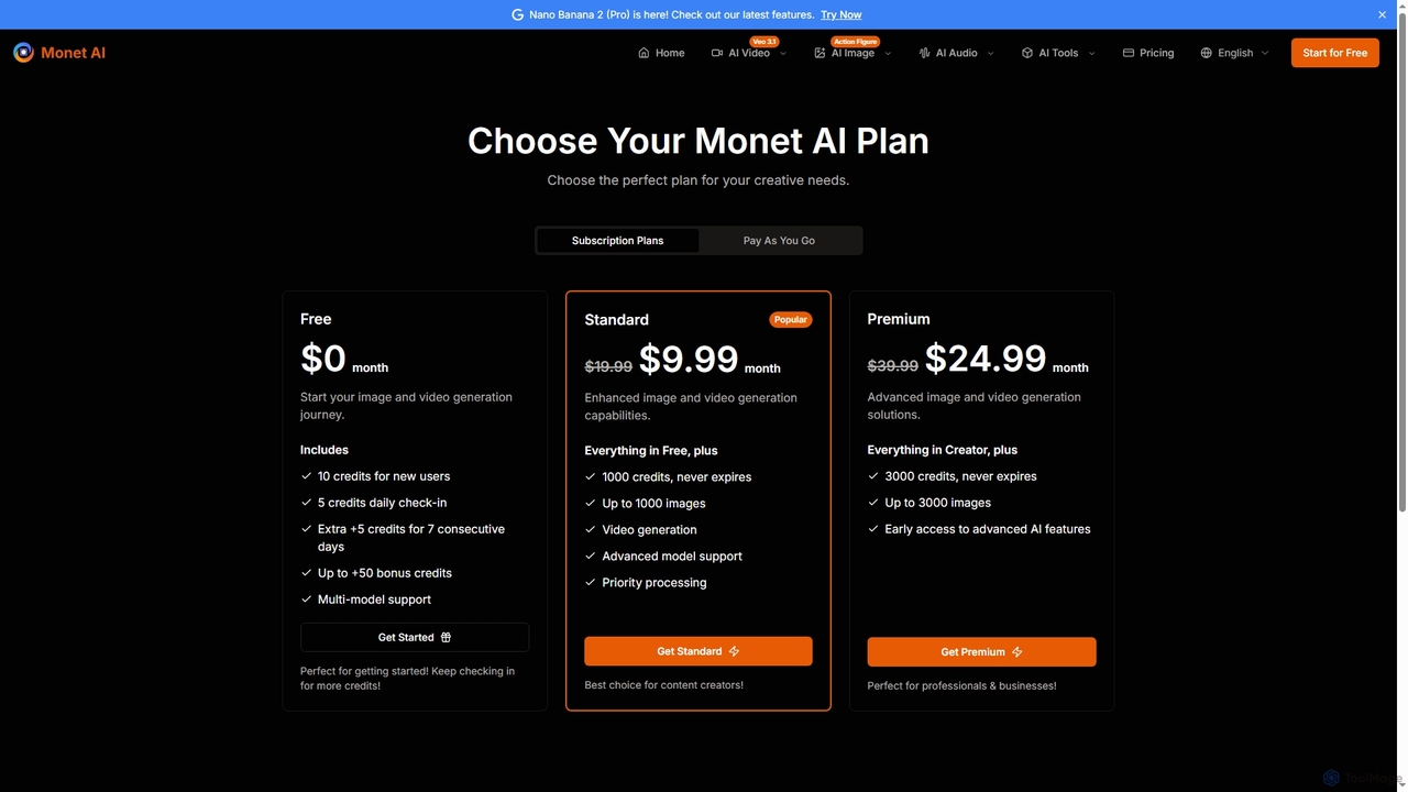 Monet AI: All-in-One Video, Image & Audio Generation Platform - ToolMage