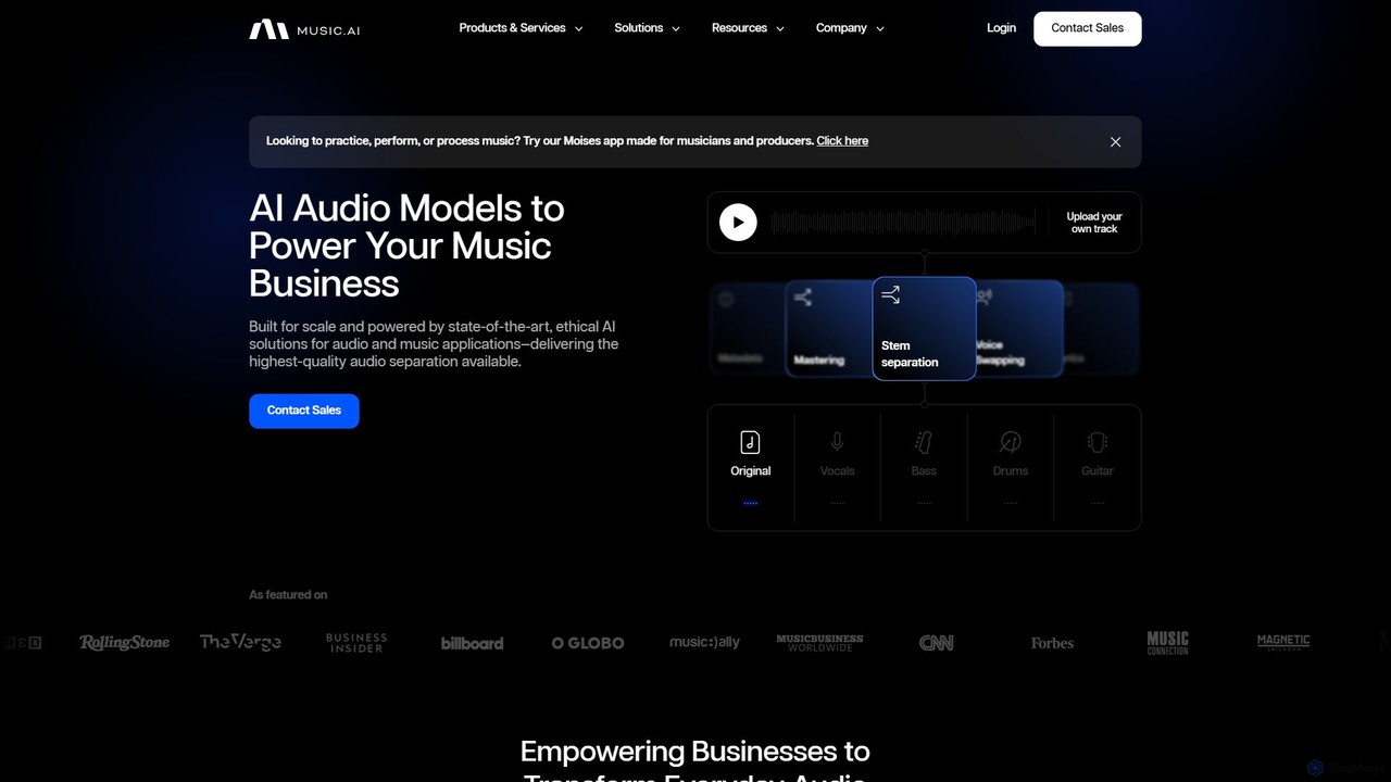 Music AI: Advanced AI Audio Processing API & Platform - ToolMage