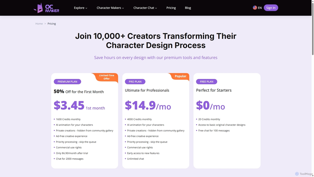 OC Maker: AI Character Creator, Generator & Animator | Free - ToolMage