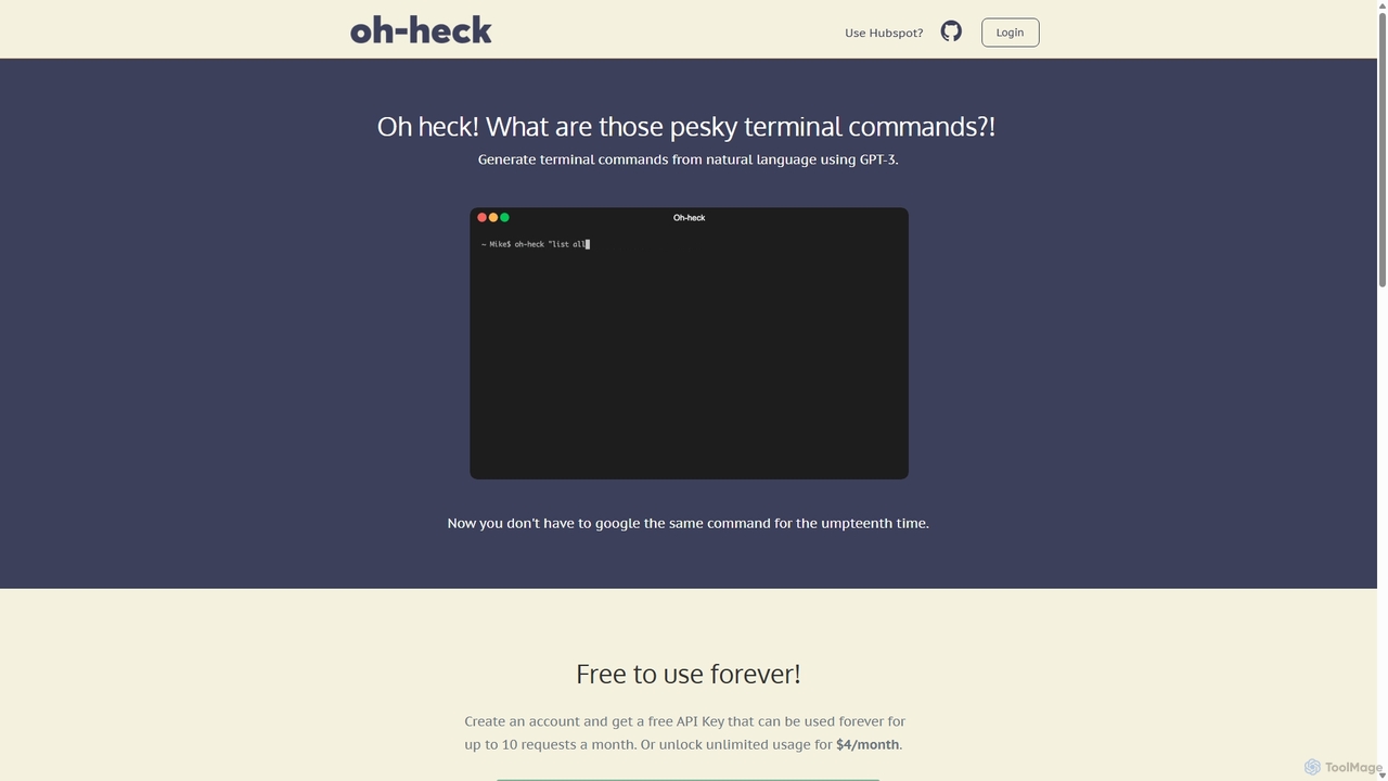Oh-heck | AI Terminal Command & CRM Email Generator - ToolMage