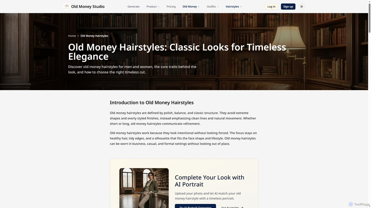 Old Money Studio: AI Portrait Generator for Timeless Elegance - ToolMage