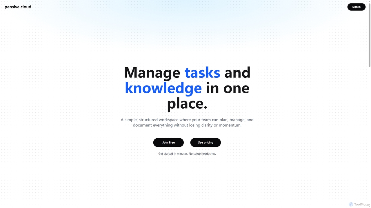 Pensive | Unified Workspace for Task & Knowledge Management - ToolMage