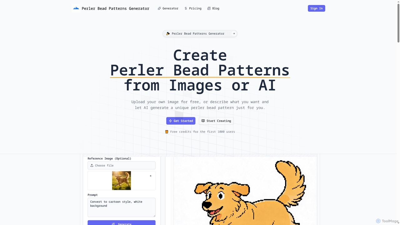 Perlerbeadpattern: AI Custom Perler Bead Pattern Generator - ToolMage