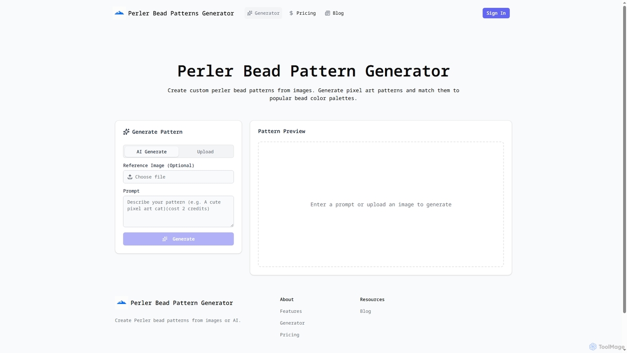 Perlerbeadpattern: AI Custom Perler Bead Pattern Generator - ToolMage
