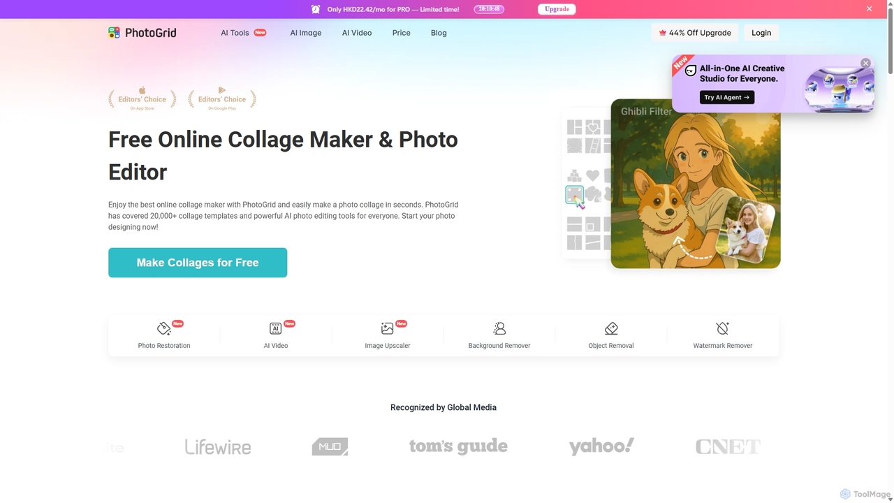 PhotoGrid: AI Photo Editor & Free Online Collage Maker - ToolMage