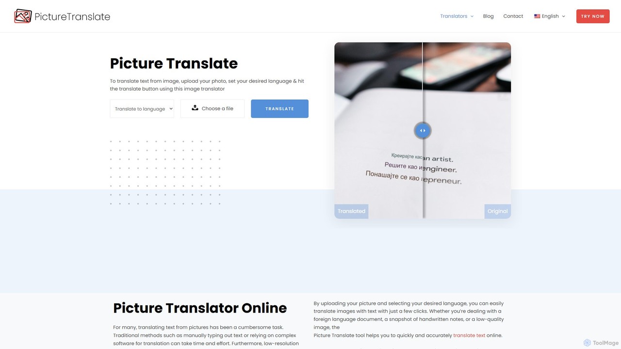 Picture Translate | Free Online AI Image and Photo Translator - ToolMage