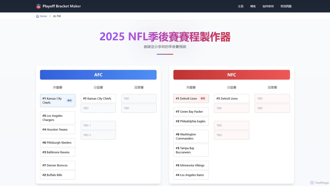 Free NFL Playoff Bracket Maker | Create & Share Predictions - ToolMage
