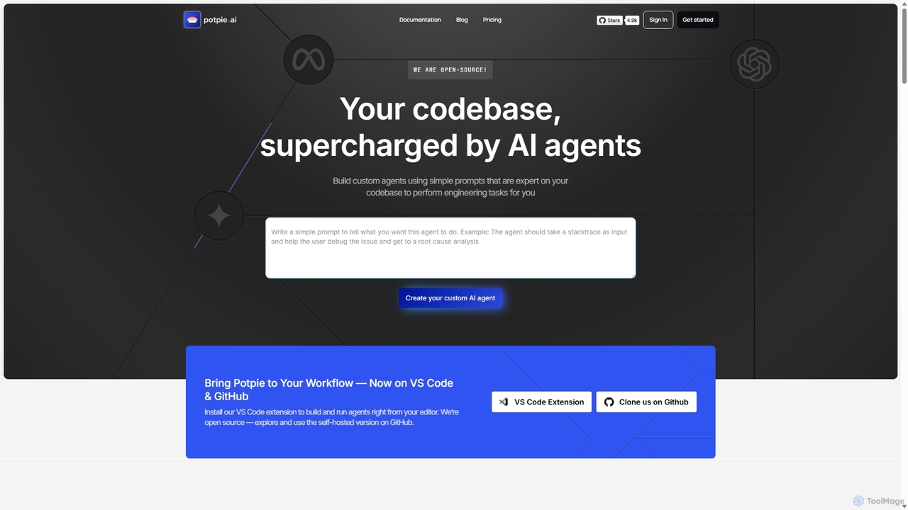 Potpie | Build Custom AI Agents for Your Codebase - ToolMage