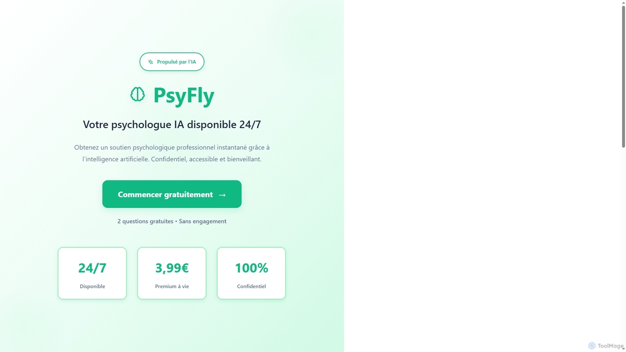 PsyFly: 24/7 AI Psychologist for Instant, Confidential Support - ToolMage