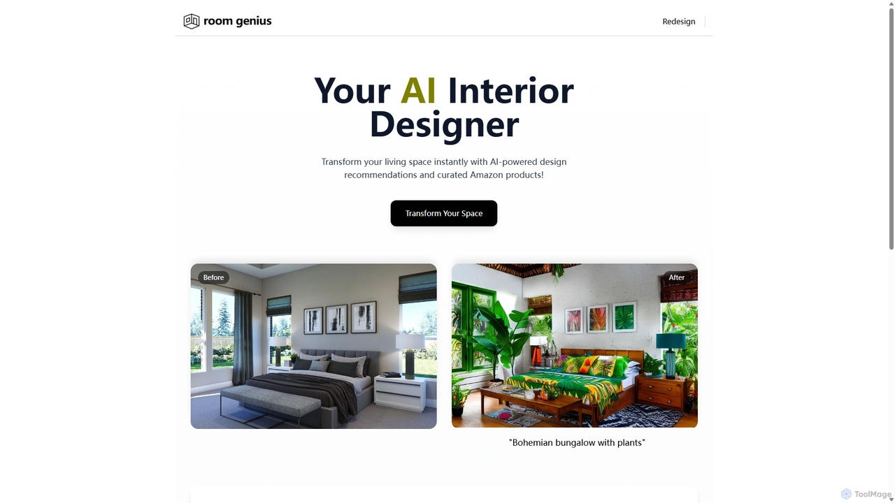 Room Genius | AI Interior Designer & Shoppable Room Planner - ToolMage