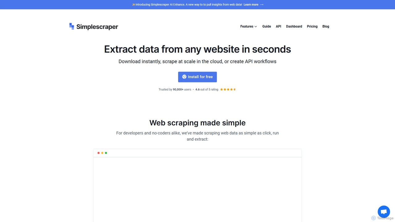 Simplescraper | AI-Powered Web Scraping & Data Extraction Tool - ToolMage