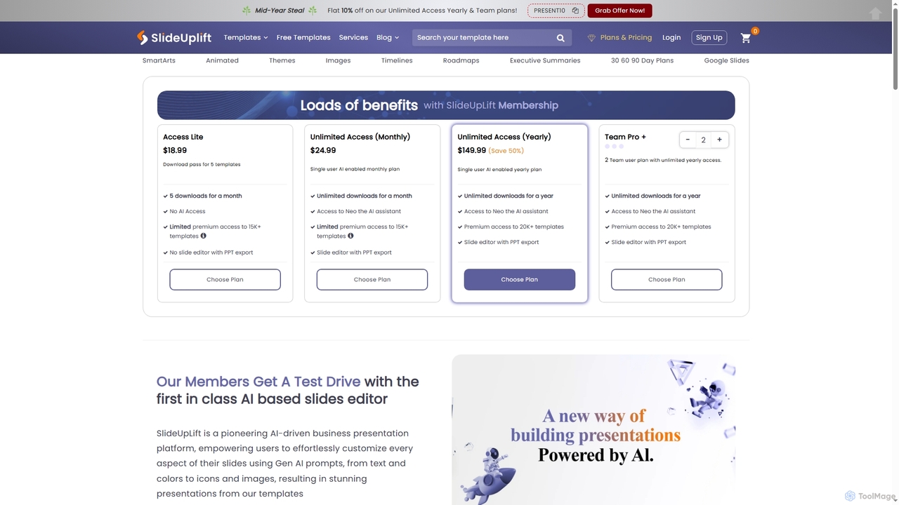 SlideUpLift: AI Presentation Maker & PowerPoint Templates - ToolMage