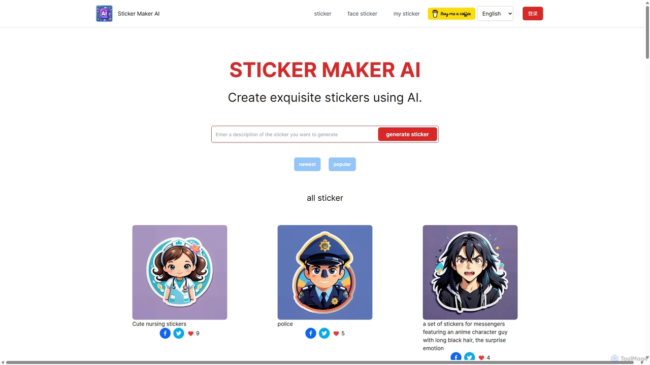 AI Sticker Maker | Create Custom Stickers from Text & Photos - ToolMage