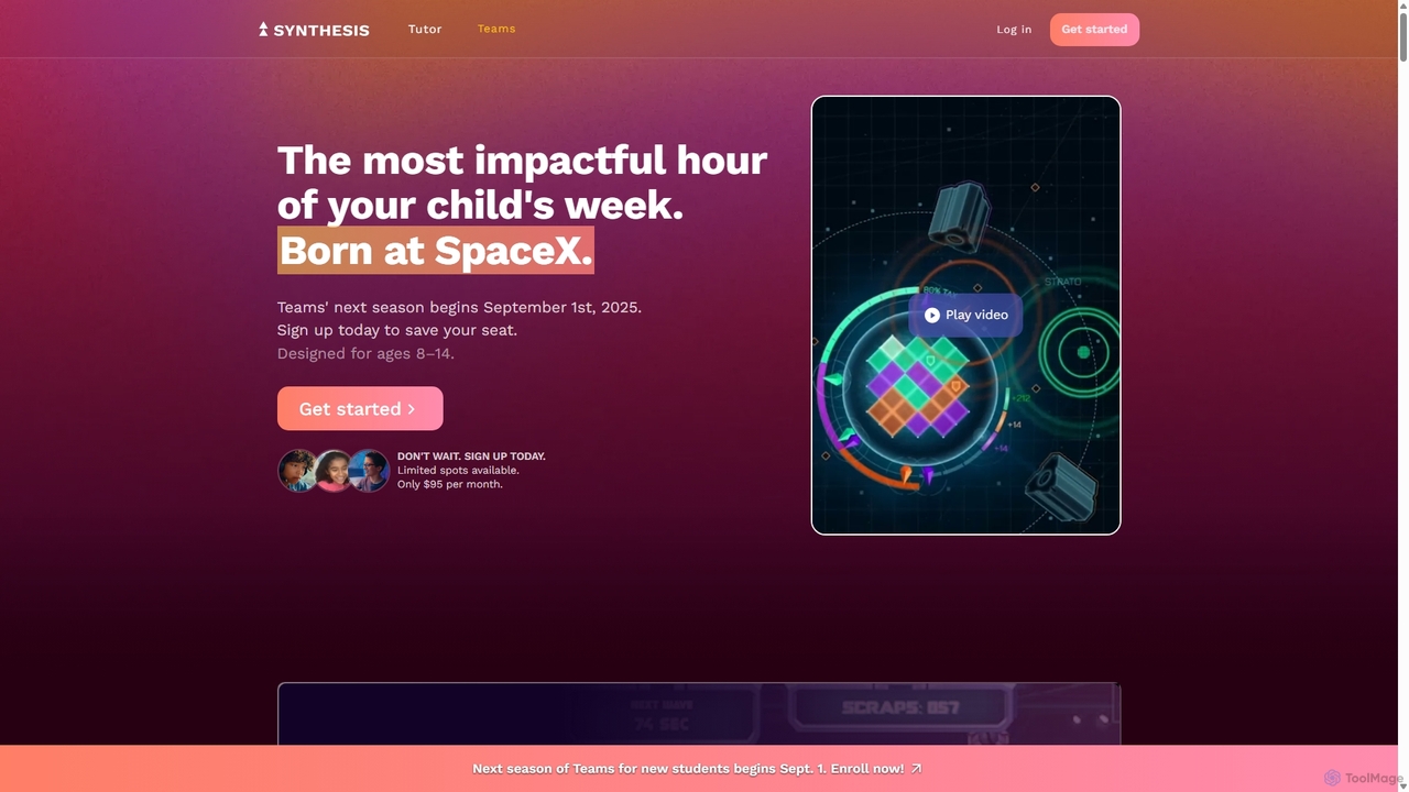 Synthesis: AI Math Tutor & Collaborative Learning Games for Kids - ToolMage