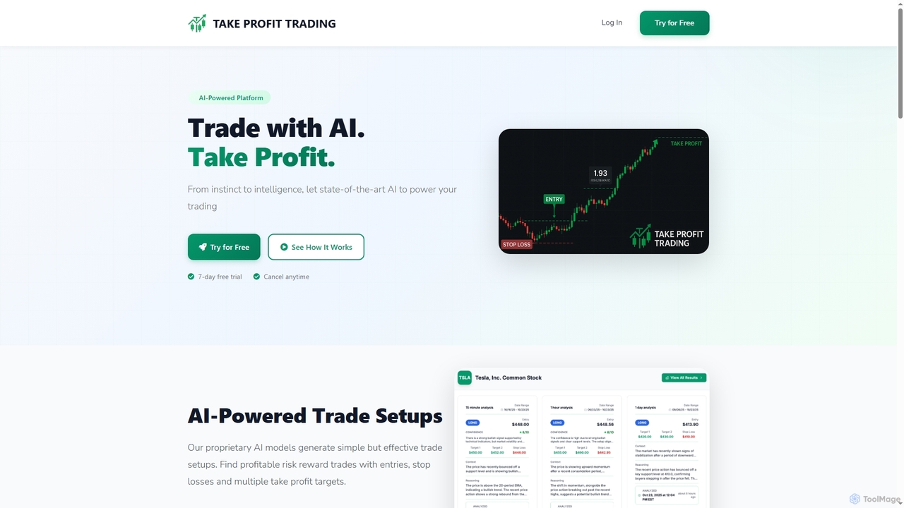 Take Profit Trading | AI-Powered Trade Setups for Stocks & ETFs - ToolMage