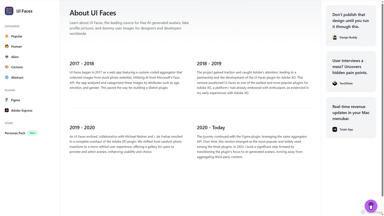UI Faces | Free AI-Generated Avatars for Design Mockups - ToolMage