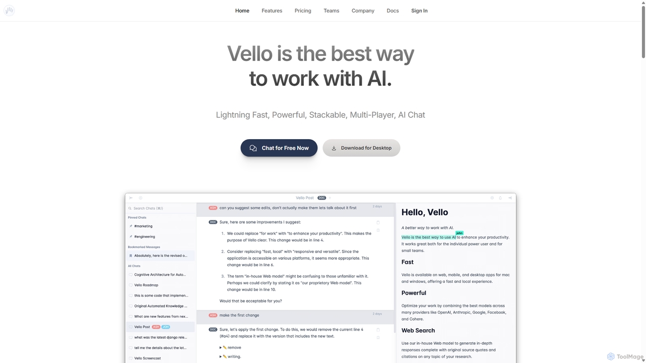 Vello | All-in-One Collaborative AI Platform with Top Models - ToolMage