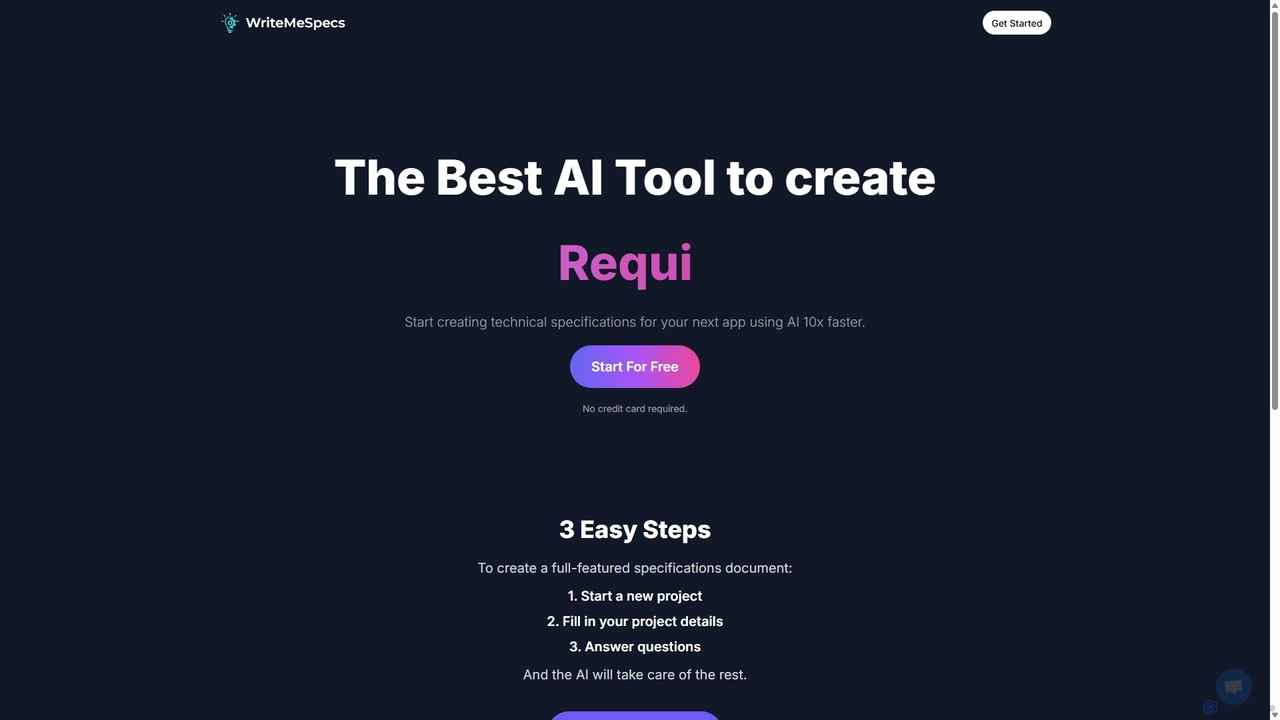 Write Me Specs | AI-Powered Technical Specification Generator - ToolMage